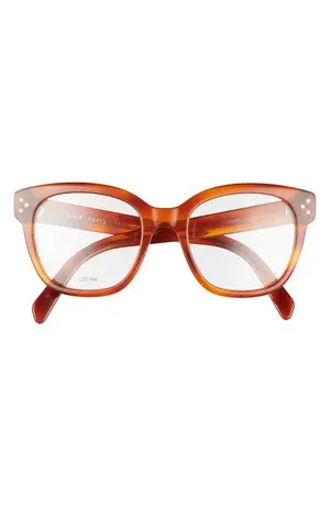 Celine CELINE 51mm Round Reading Glasses Blonde Havana
