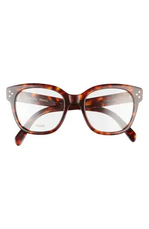 Celine CELINE 51mm Round Reading Glasses Dark Havana