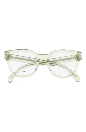 Celine 51mm Round Reading Glasses - Shiny Light Green