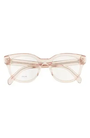 Celine CELINE 51mm Round Reading Glasses Shiny Pink