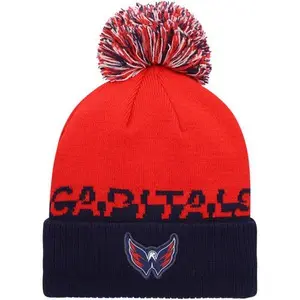 Adidas Navy Washington Capitals Cold.rdy Cuffed Knit Hat With Pom - Red
