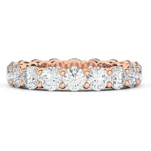 HAUTECARAT Round Cut Lab Created Diamond Eternity Band Ring - Rose Gold
