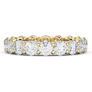 HAUTECARAT Round Cut Lab Created Diamond Eternity Band Ring - Yellow Gold