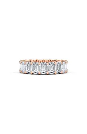 HAUTECARAT Emerald Cut Lab Created Diamond Eternity Band - Rose Gold