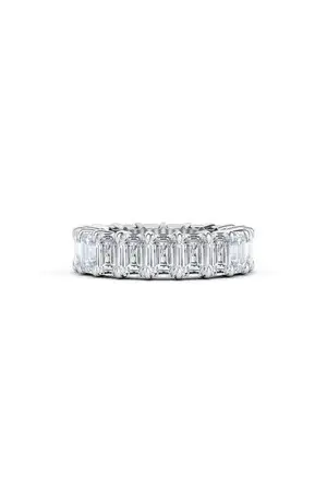 HAUTECARAT Emerald Cut Lab Created Diamond Eternity Band - White Gold