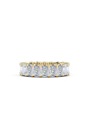 HAUTECARAT Emerald Cut Lab Created Diamond Eternity Band - Yellow Gold