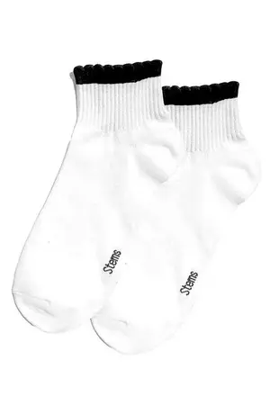 STEMS Ruffle Sport 2-pack Ankle Socks - White/ Black