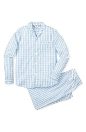 PETITE PLUME Gingham Cotton Pajama Set - Blue