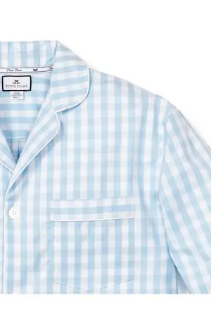 PETITE PLUME Gingham Cotton Pajama Set - Blue