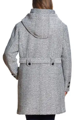 Gallery Belted Hooded Coat - Black/white