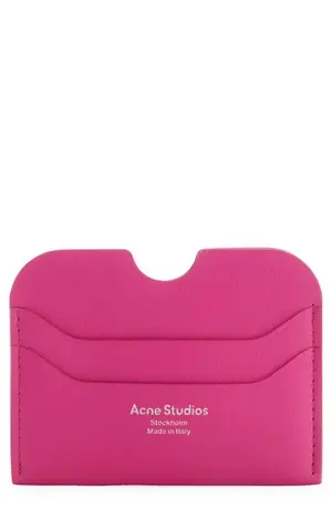 Acne Studios Logo Leather Card Case Fuchsia Pink