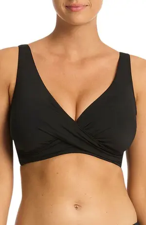 SEA LEVEL Cross Front Bra Swim Top - Black