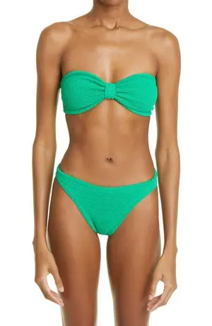 Hunza G Jean Crinkle Bandeau Two-Piece Swimsuit Emerald