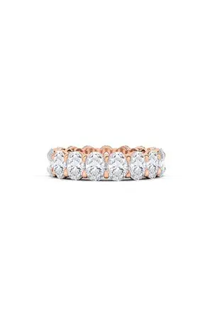 HAUTECARAT HauteCarat Oval Cut Lab-Created Diamond Eternity Band 18k Rose Gold