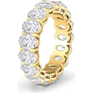 HAUTECARAT Oval Cut Lab Created Diamond Eternity Ring - Yellow Gold