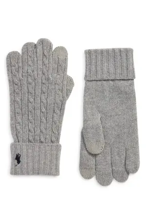 Polo Ralph Lauren Cable Merino Wool Blend Gloves Andover Heather