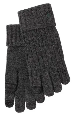Polo Ralph Lauren Cable Merino Wool Blend Gloves - Barclay Grey Heather