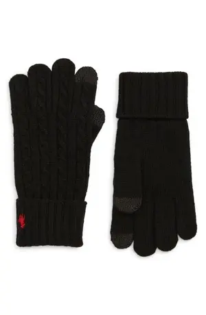 Polo Ralph Lauren Cable Merino Wool Blend Gloves - Black