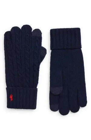 Polo Ralph Lauren Cable Merino Wool Blend Gloves Newport Navy