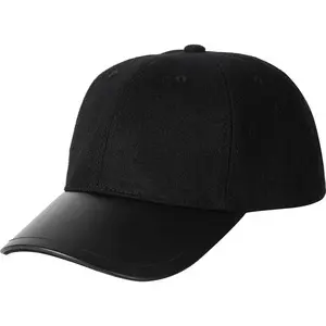 ALLSAINTS Leather Brim Baseball Cap - Black