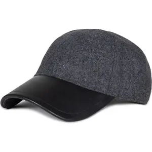 ALLSAINTS Leather Brim Baseball Cap - Grey
