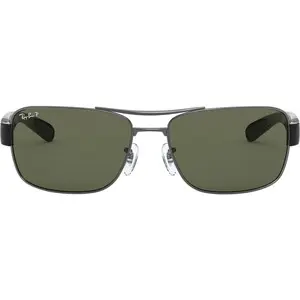 Ray-ban 64mm Polarized Square Sunglasses - Gunmetal/green