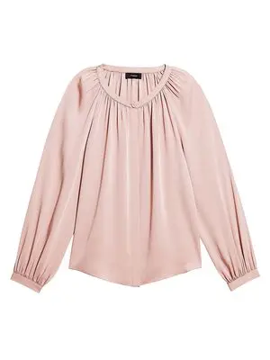 Theory Women's Romantic Silk Blouse - Quartz  - Quartz