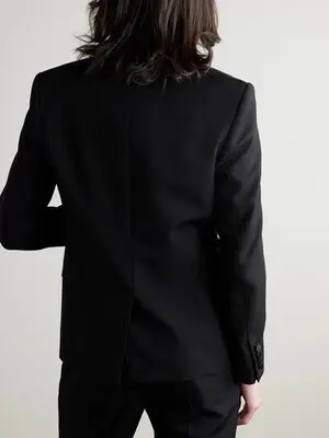 Saint Laurent Slim-fit Satin-trimmed Wool Blazer - Black