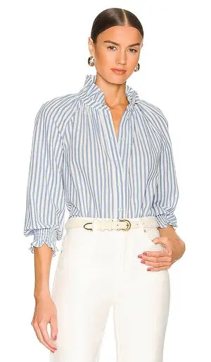 Veronica Beard Veronica Beard Calisto Shirt In Blue.  Blue & White