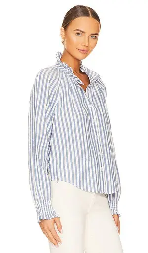 Veronica Beard Calisto Shirt In Blue - Washed Blue & White