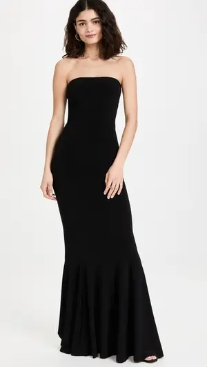 Norma Kamali Strapless Fishtail Gown - Black