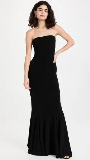 Norma Kamali Strapless Fishtail Gown - Black