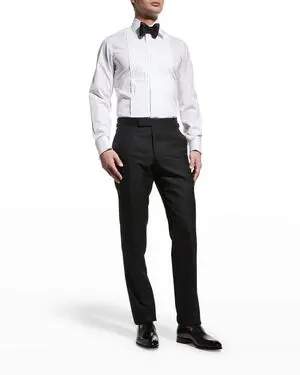 TOM FORD Men & Apos;s Pleated Bib-front Cotton Dress Shirt Wht Sld