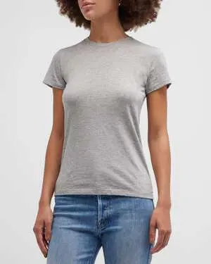 Vince Vince Essential Crewneck Pima Cotton Tee - Heather Gray
