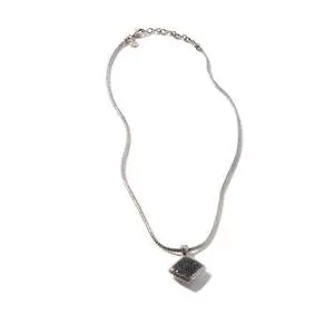 John Hardy Carved Chain Pendant Necklace Pav - Silver