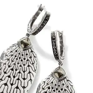 John Hardy Carved Chain Drop Earrings Pav