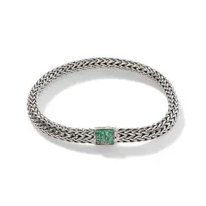 John Hardy Icon Chain Bracelet With Gemstones 6.5mm Emerald