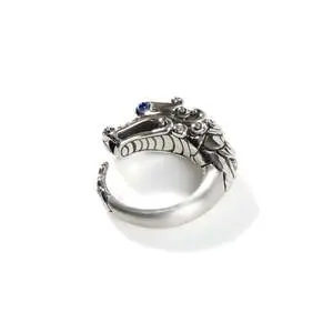 John Hardy Naga Ring With Black Spinel And Lapis Lazuli