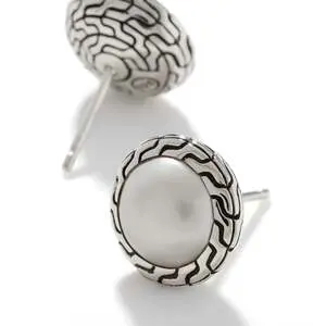 John Hardy Pearl Stud Earrings - Sterling Silver