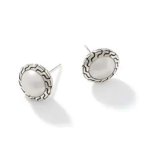 John Hardy Pearl Stud Earrings - Sterling Silver