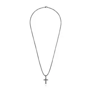 John Hardy Cross Pendant Necklace, Dark Diamonds - Silver