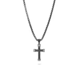 John Hardy Cross Pendant Necklace, Dark Diamonds