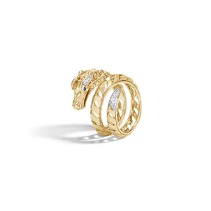 John Hardy John Hardy Naga Dragon Ring With Diamonds And Sapphires In 18K Gold Yellow Gold