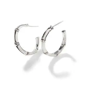 John Hardy Bamboo J Hoop Earrings Small - Sterling Silver