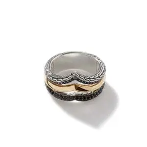 John Hardy Tiga Multi Row Ring - Black Spinel