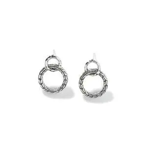 John Hardy Carved Chain Interlink Stud Earrings - Silver