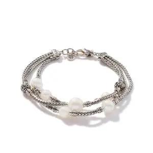 John Hardy Pearl Triple Row Bracelet - Sterling Silver