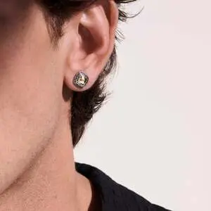 John Hardy Carved Chain Palu Stud Earrings Gold