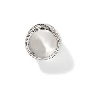John Hardy Carved Chain Twisted Ring Diamonds