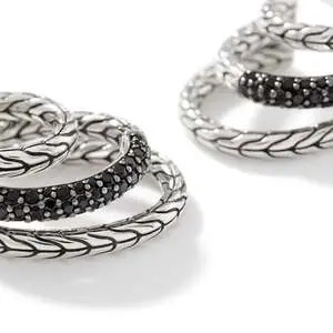 John Hardy Carved Chain Hoop Earrings Pav